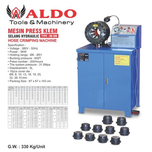 Jual MESIN PRESS KLEM SELANG HYDRAULIC HD-500 / HOSE CRIMPING MACHINE ...