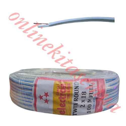Jual KABEL LED STRIP TR TWIN ROUND 2X18 SERABUT HITAM PUTIH / PUTIH BIRU ELECTRON 100 METER ...