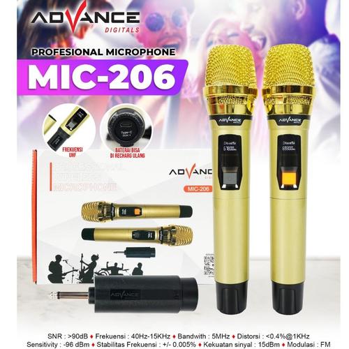 Jual ** MICROPHONE MIC-206 ADVANCE mic wireless advance GOLD /MICROPHONE MIC-205 ADVANCE mic ...