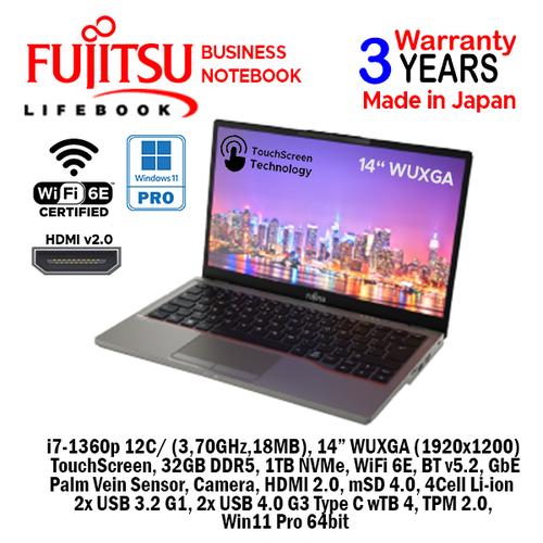 Jual Fujitsu Lifebook U94A - i7-1360P, 14" WUXGA, 1TB NVMe, Wifi 6E, BT ...