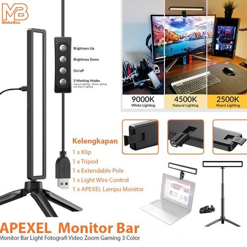 Jual APEXEL LAMPU MONITOR BAR LIGHT FOTOGRAFI VIDEO ZOOM GAMING 3 COLOR ...