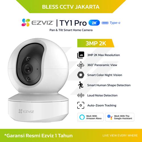 Promo Ezviz TY1 Pro 3MP 2K Smart Pan & Tilt IP Camera CCTV Indoor Wifi ...