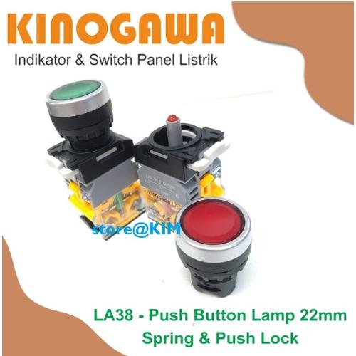Jual Push Button LA38 LED 220V 22mm Spring - Lock - KINOGAWA - Push ...