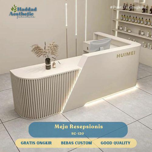 Jual Meja Resepsionis L Meja Kasir Design Modern Minimalis Motif Marmer ...
