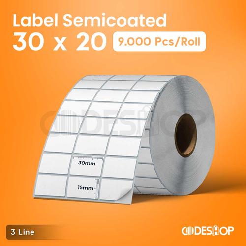 Jual Stiker Label Semicoat 30 x 20 / 30x20 mm 3 Line Kertas Printer ...