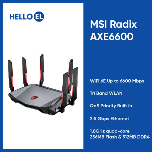 Jual MSI Radix AXE6600 WiFi 6E 6600Mbps TrI Band QoS Priority MU-MIMO ...