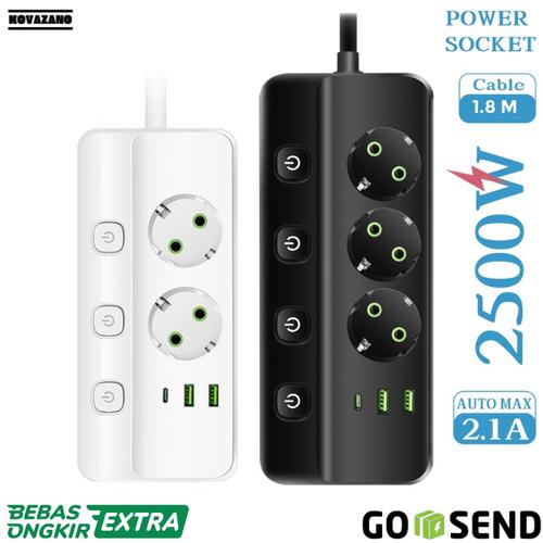 Jual Terminal Colokan Stop Kontak Travel Portable 2 dan 3 EU Plug Lubang USB Type C 10A 110-250V ...
