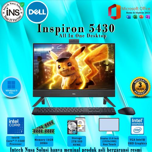 Jual DELL Inspiron 5430 AIO PC Core 7 150U 16GB 2TB SSD NVMe Windows 11 Home SL + OHS 2021 3YR ...