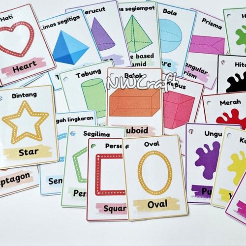 Jual Flashcard Mengenal Bentuk dan Warna Tracing Shape Dua Bahasa Wipe ...