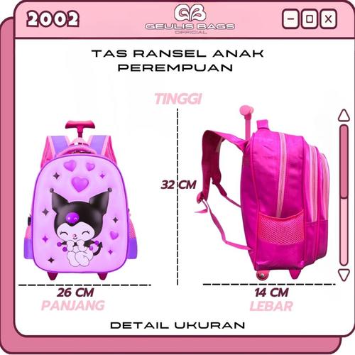 Jual GEULIS BAGS Tas Troli Sekolah Anak TK PAUD Ransel Roda Dorong Karakter Timbul Sanrio GLB ...