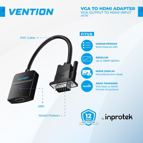 Jual Vention VGA to HDMI Adapter Converter VGA Output to HDMI Input ...