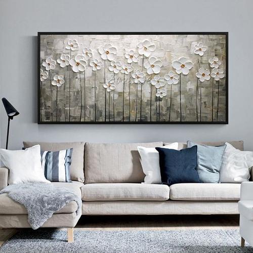 Jual lukisan bunga abstrak texture timbul hiasan dinding aesthetic ...