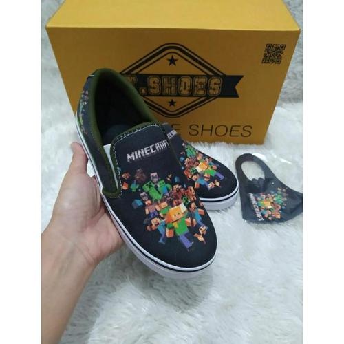 Jual Sepatu Anak Karakter Minecraft Hitam Slip On Free Cetak Nama Dan ...