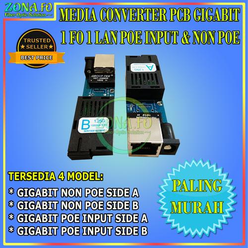 Promo Media Converter 1 FO 1 LAN Gigabit POE & NON POE HTB Mini GS-03 PCB / Media Converter ...