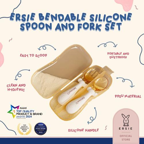Jual Ersie Bendable Silicone Spoon and fork set | Sendok Silikon Anak ...