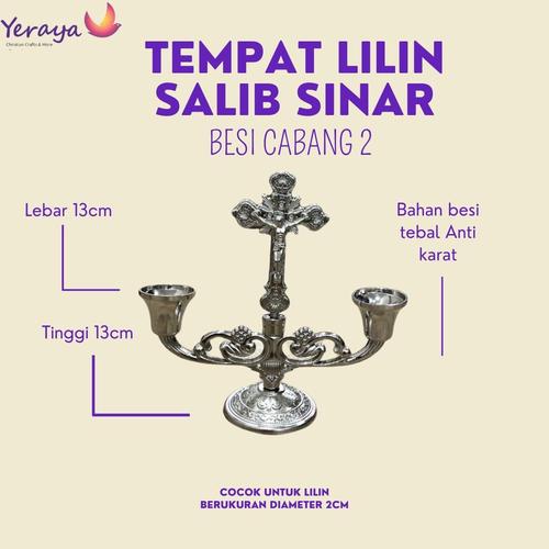 Jual Tempat Lilin Salib Katolik Dan Bunda Maria Besi Cabang 2 Candle ...