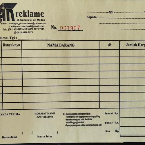 Jual Faktur / Bon / Nota penjualan A5 - Kota Medan - AN Reklame | Tokopedia