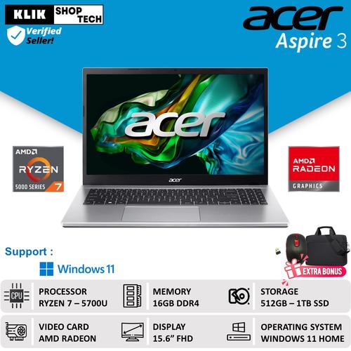 Jual Laptop ACER Aspire 3 A315 Ryzen 7 5700U 16GB 512 SSD 15.6 FHD Baru ...