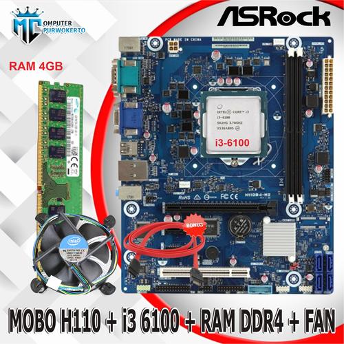 Promo Paket mainboard h110 ddr4 1151 dan processor core i3 6100 - Giga ...