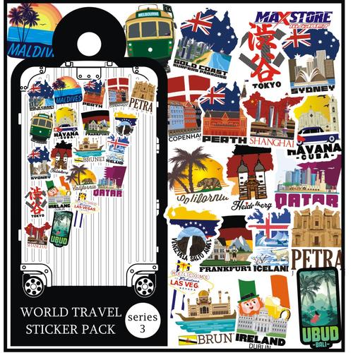 Jual travel sticker series 3 / world travel sticker pack series 3 ...