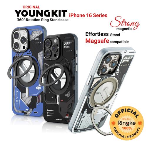 Promo Case iPhone 16 Pro Max 16 Pro YOUNGKIT Magsafe Cyberpunk 360 Rotation Stand Casing ...
