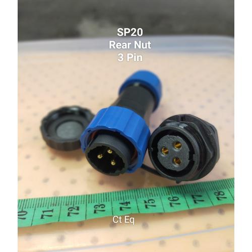 Jual SP20 Rear Nut 3 Pin Plug n Socket IP68 Panel Mount konektor Steker ...
