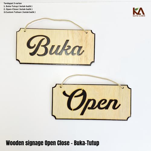 Jual Sign Buka Tutup Kayu / Tulisan tanda papan Wooden signage Open ...