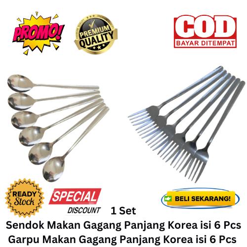 Jual Sendok Garpu Makan Gagang Panjang Korea isi 12 Pcs Sendok Sujeo ...