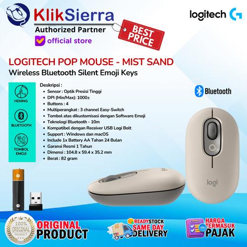 Jual LOGITECH POP MOUSE MIST-SAND - Wireless Bluetooth Silent with ...