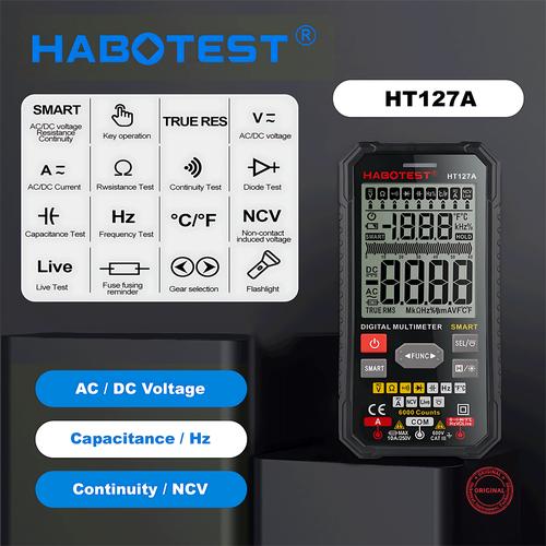 Jual HABOTEST HT127 A Multimeter 600V AC DC Detektor Tegangan 6000 NCV ...