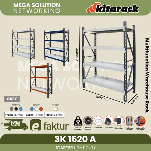 Jual Rak Gudang Besi 2 Meter Kitarack Starter 300kg/Layer Panjang 1,5 ...