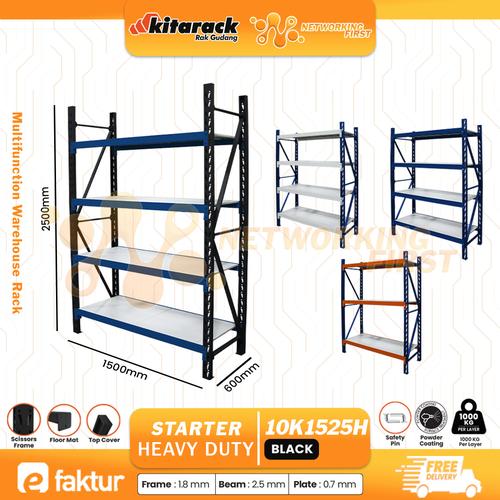 Jual Rak Gudang Kitarack Frame Hitam 1000kg/Layer P:1500xL:600xT:2500mm ...