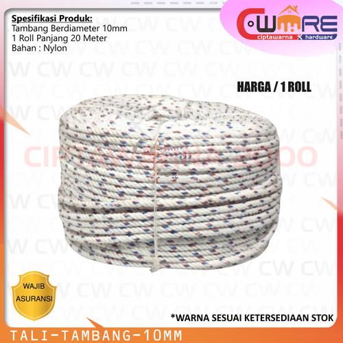 Jual 1 Roll Tali Tambang Nylon Nilon 10mm Tali Bangunan tali terpal ...