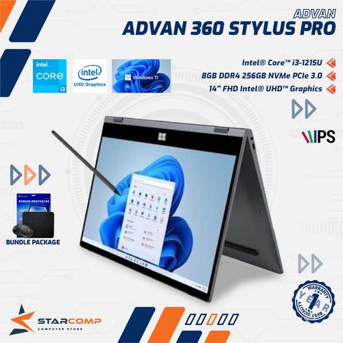 Promo Laptop ADVAN 360 Stylus PRO Core i3-1215U 8GB 256GB WIN 11 14 ...
