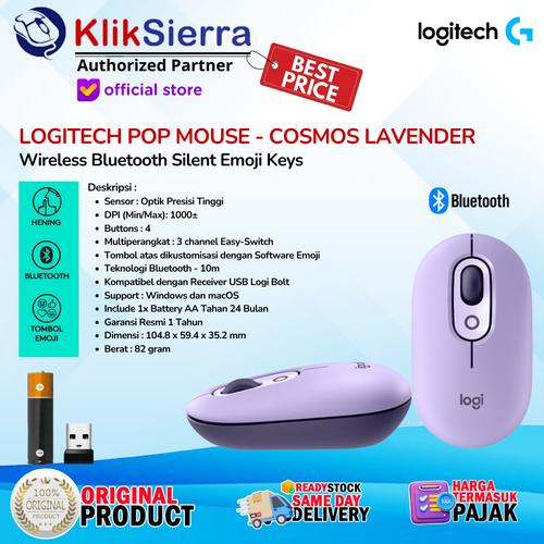 Jual LOGITECH POP MOUSE COSMOS LAVENDER - Wireless Bluetooth Silent ...
