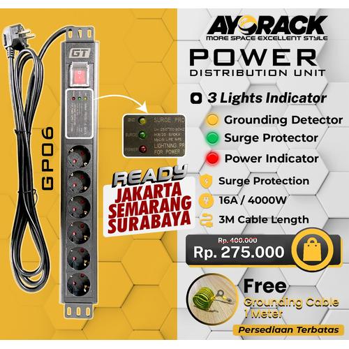 Promo PDU 6 OUTLET 16A 4000W GT RACK GP06 GERMANY OUTLET - STOP KONTAK ...
