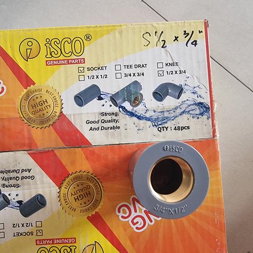 Jual ISCO Fitting Faucet Socket 1/2 x 3/4 Metal Insert / Sok Kuningan ...