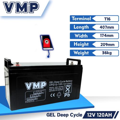 Jual Aki Battery Accu VMP GEL Deepcycle 12V 120AH Baterai gel deepcycle ...