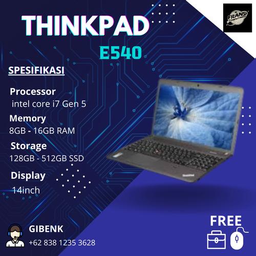 Jual Laptop Lenovo ThinkPad E540 Core i7 Gen 5 VGA Ram 8Gb Ssd 256GB MURAH/MULUS/BERGARANSI ...