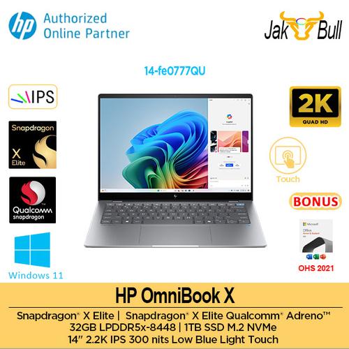 Promo HP OmniBook X 14-fe0777QU Snapdragon X Elite 1TB SSD 32GB 2.2K IPS Touch Win11+OHS ...