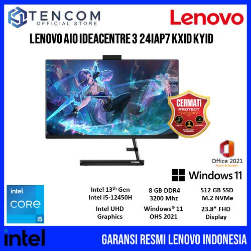 Promo lenovo aio ideacentre 3 core i5 12450h 8gb 512gb w11+office 23.8 fhd - Putih, PRO Cicil 0% ...