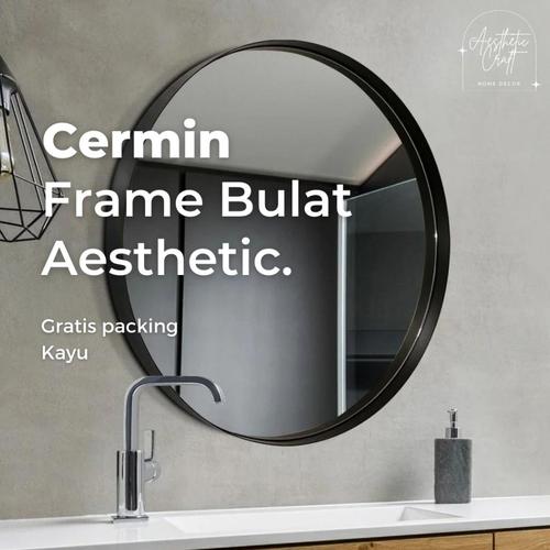 Jual Potongan Cermin Bulat Frame Aesthetic Hitam Putih Dekorasi Dinding ...