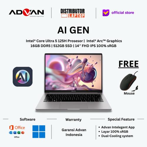 Promo Advan Laptop AI Gen Ultra 5 125H 16GB 512GB Windows 11 Cicil 0% ...