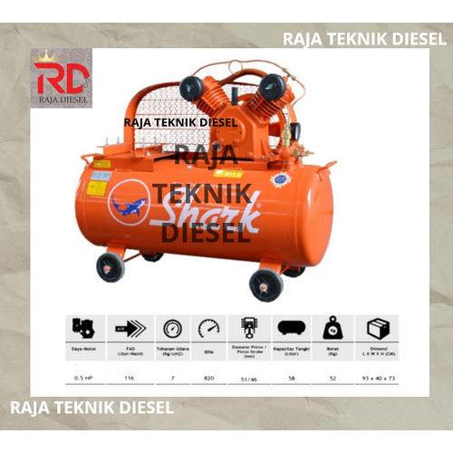 Jual SHARK 1/2 HP Kompresor Angin + Dinamo Full Tembaga 0.5 PK ...