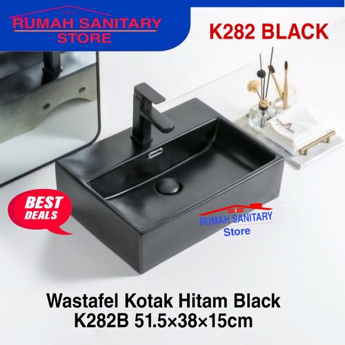 Jual Wastafel K282 Black Wastafel Kotak Hitam diatas Meja - Wastafel ...