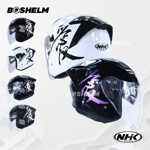 Promo Helm NHK R1 MAX #1 KANJI Helm Half Face SNI - BLACK SLV DOFF, XL ...