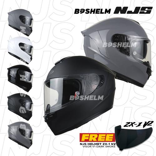 Jual Helm NJS ZX-1 V2 SOLID Helm Full Face SNI - SILVER STEAL, L - Kota Bekasi - BOSHELM | Tokopedia