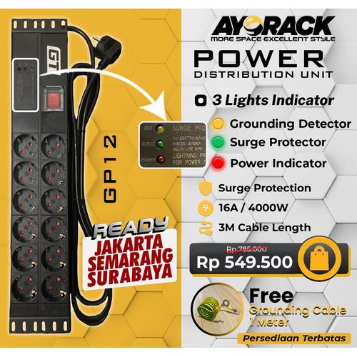 Promo PDU 12 OUTLET 16A 4000W PDU GT RACK GP12 - STOP KONTAK COLOKAN LISTRIK MEJA KANTOR DAPUR ...