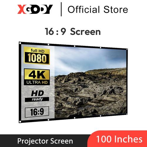 Jual XGODY Layar Proyektor 100 Inch Portabel Tirai Anti-Cahaya HD 16: 9 ...