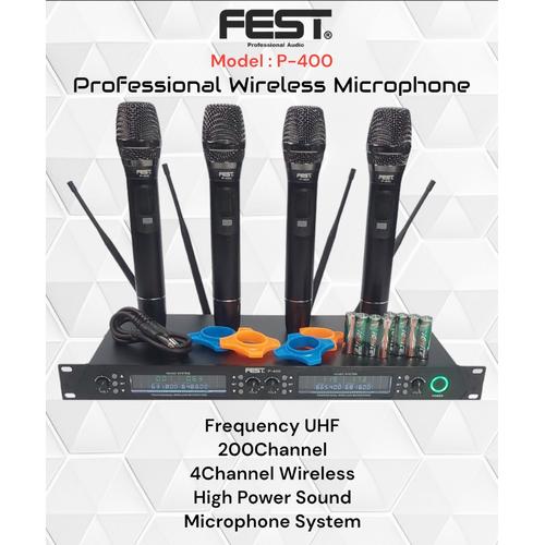 Jual Mic Wireless Fest P400 Uhf Handheld 4Mic Digital Original ...